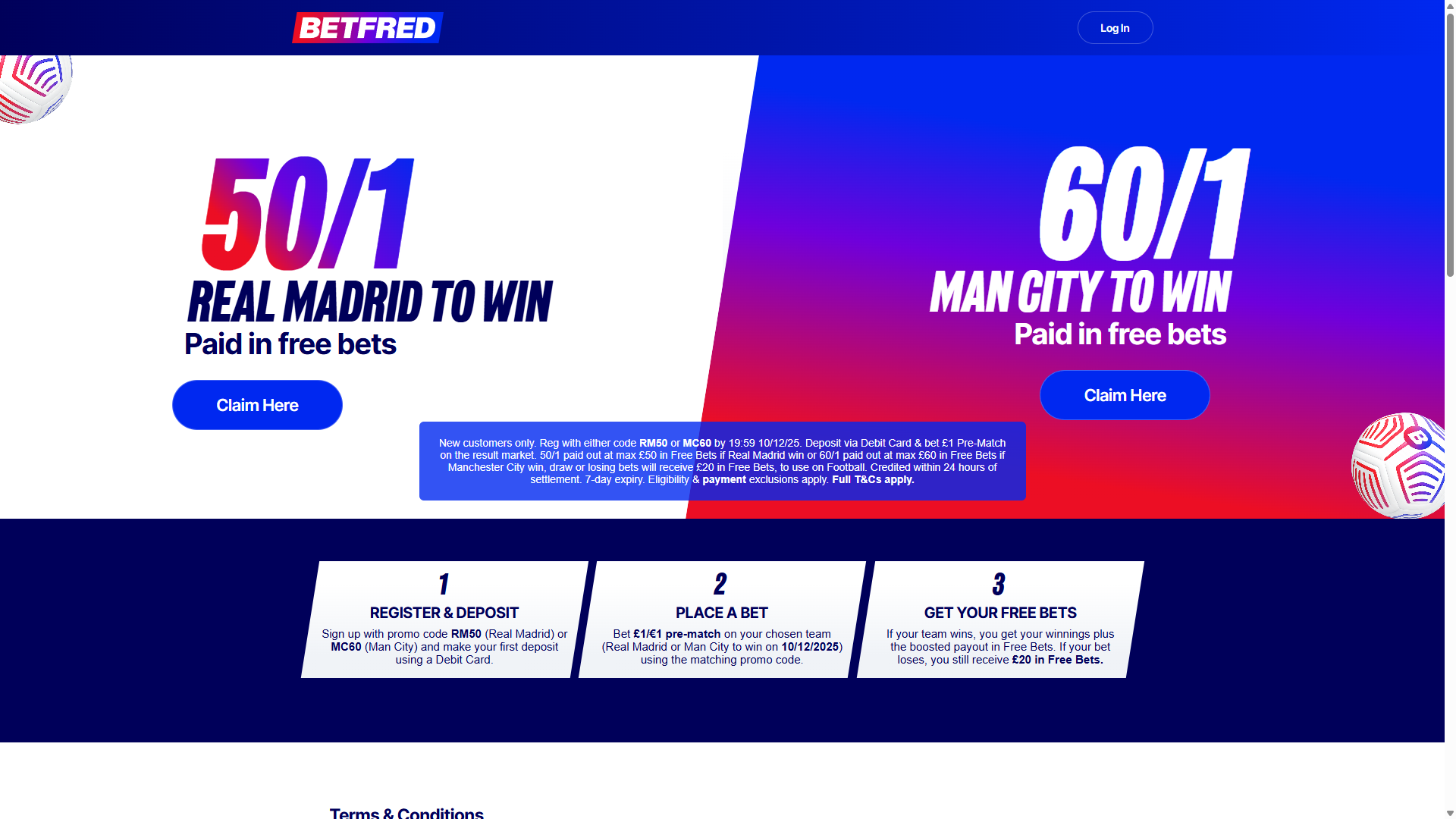 Real Madrid vs Man City Betting Offer – Get 50/1 or 60/1 Odds with Betfred